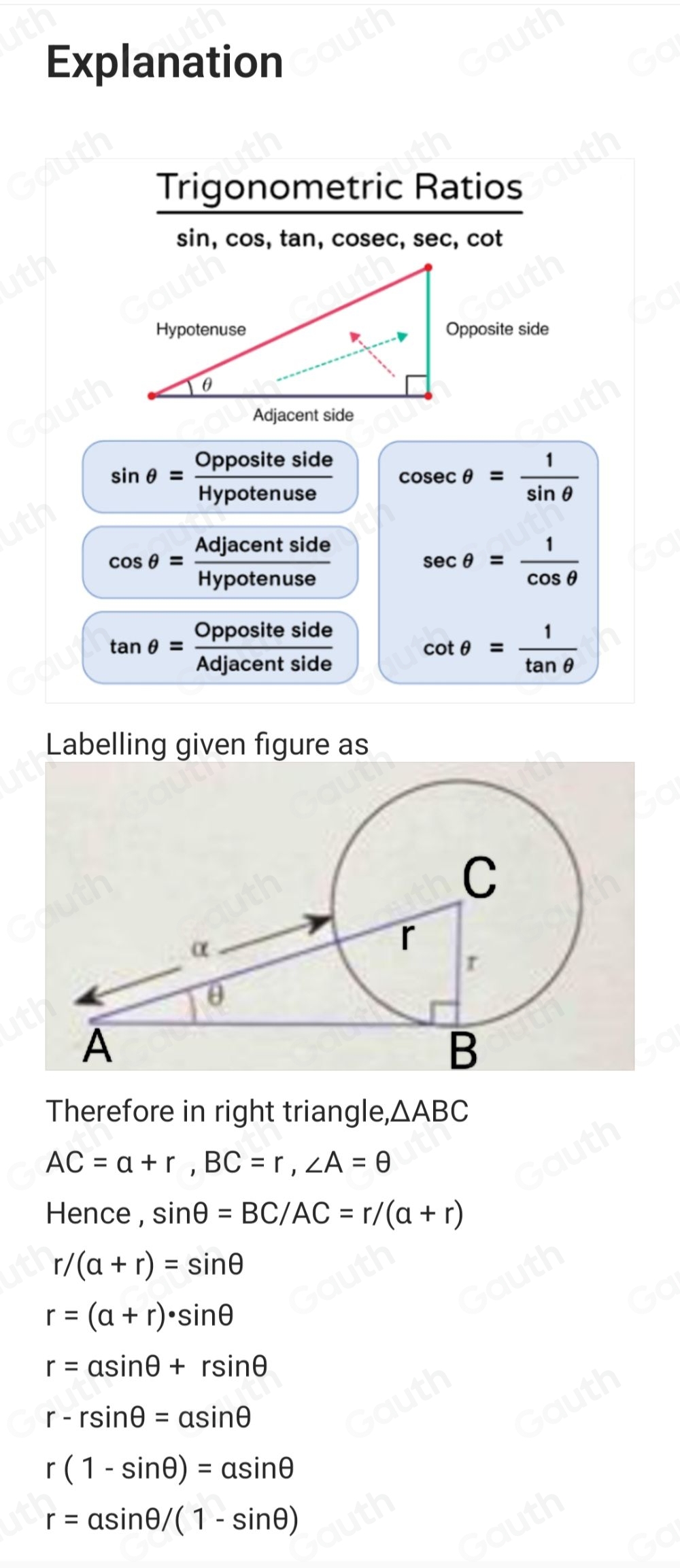 Solved: Refer to the figure. Write the radius r of the circle in terms ...