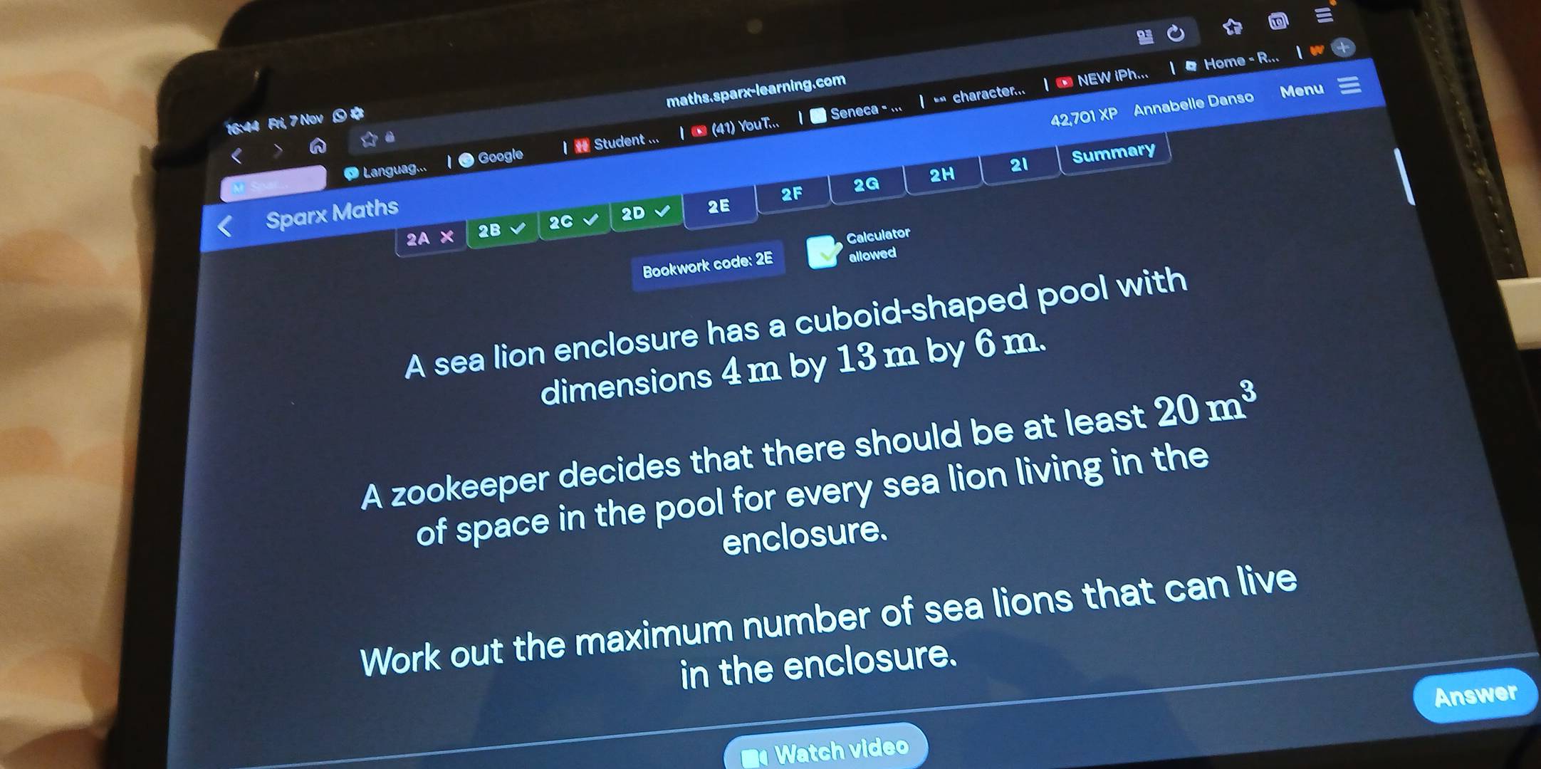 Solved: maths.sparx-learning.com 16:44 Fri, 7 Nov Seneca ...