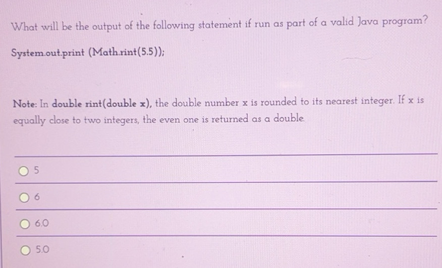 Solved: What will be the output of the following statement if run as ...