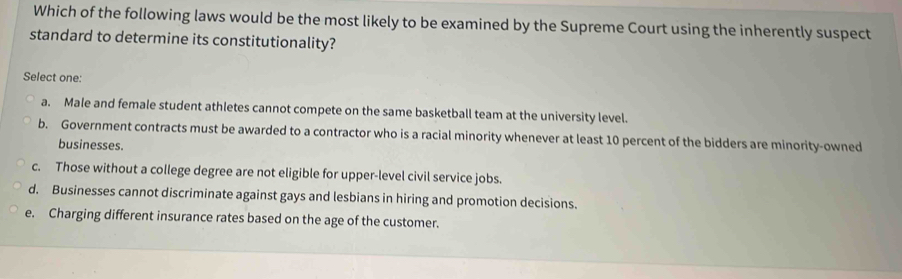Solved: Which of the following laws would be the most likely to be ...