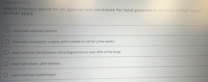Solved: Which client(s) would be an appropriate candidate for total ...