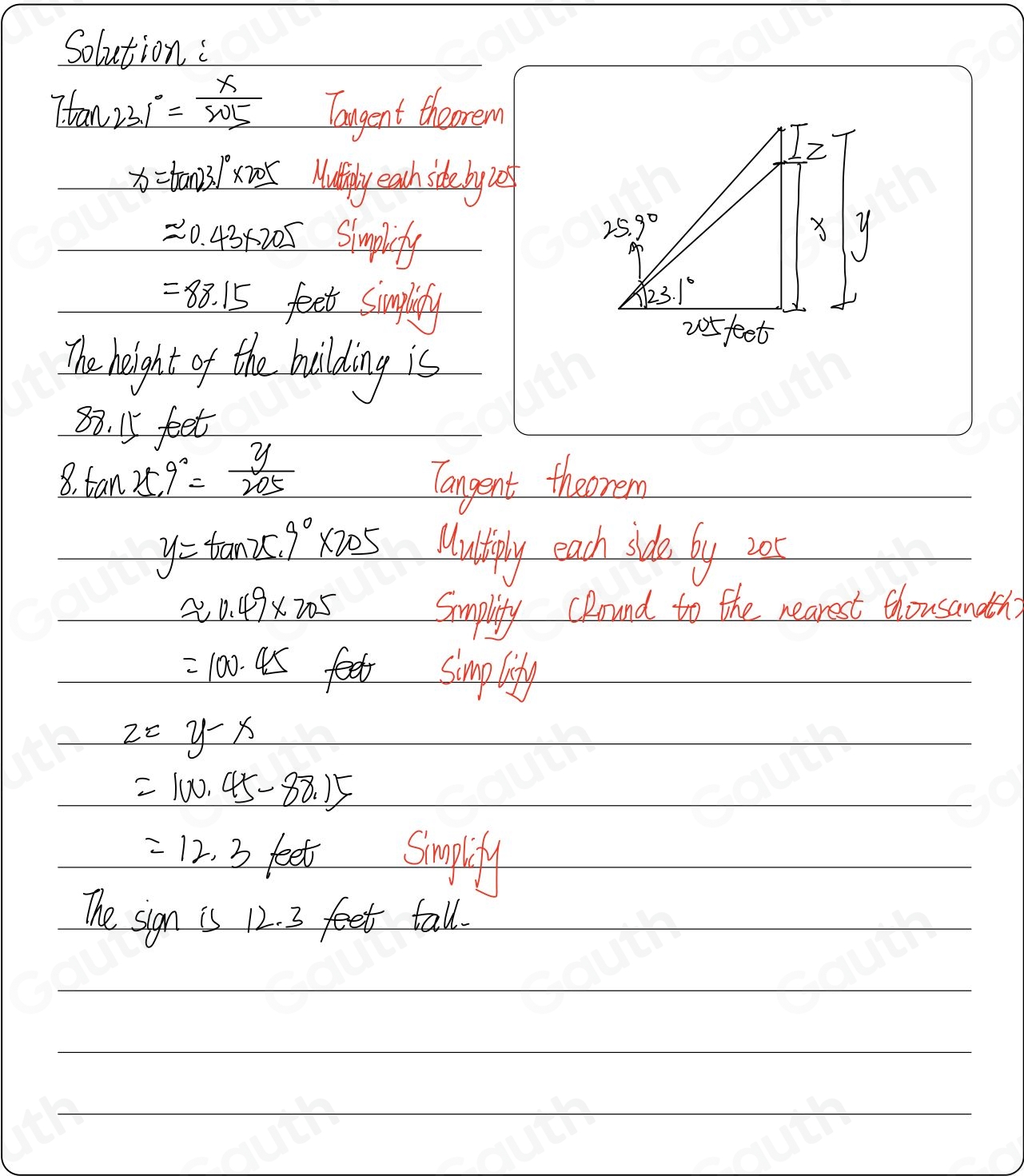 Solved: Situation 2: From point A, at street level and 205 feet from ...