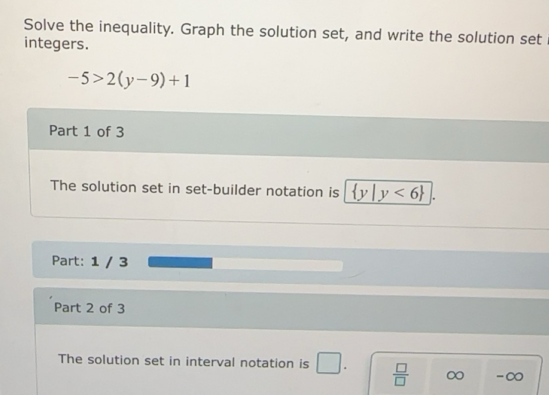 Solved: Solve the inequality. Graph the solution set, and write the ...