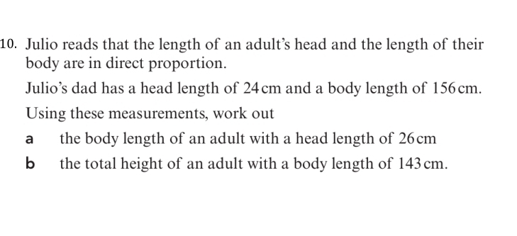 Résolu :Julio reads that the length of an adult’s head and the length ...