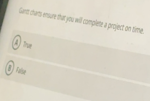Solved: Gantt charts ensure that you will complete a project on time. A ...