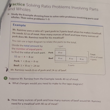 Solved: ractice Solving Ratio Problems Involving Parts and Wholes Study ...