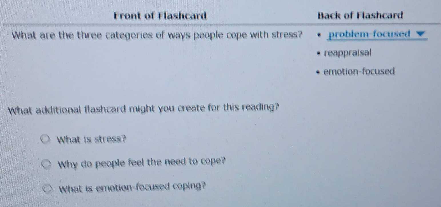 Solved: Front of Flashcard Back of Flashcard What are the three ...