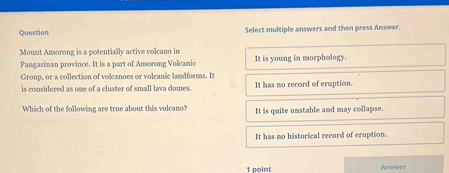 Solved: Question Select multiple answers and then press Answer. Mount ...
