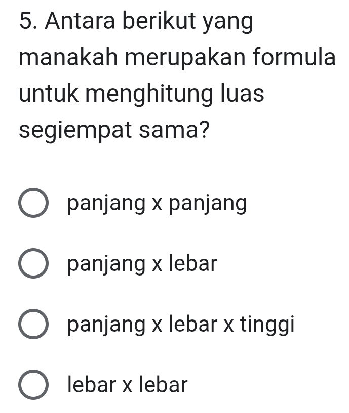 Selesai:Antara berikut yang manakah merupakan formula untuk menghitung ...
