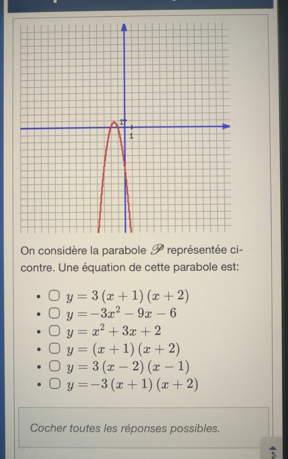 Résolu :On considère la parabole ? représentée ci- contre. Une équation ...