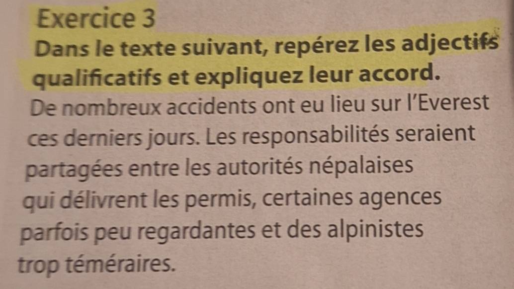 Résolu :Dans le texte suivant, repérez les adjectifs qualificatifs et ...