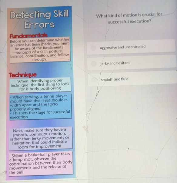 Solved: Detecting Skill What kind of motion is crucial for Errors ...