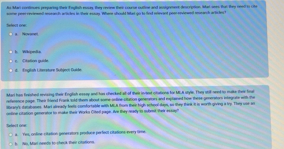 Solved: As Mari continues preparing their English essay, they review ...