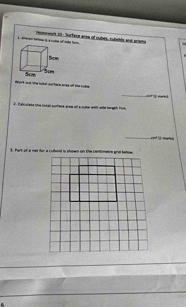 Solved: Homework 10 - Surface area of cubes, cubolds and prisms 1 ...