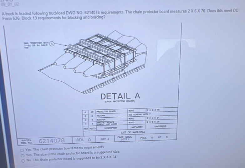 Solved: 09_01_02 A truck is loaded following truckload DWG NO. 6214078 ...