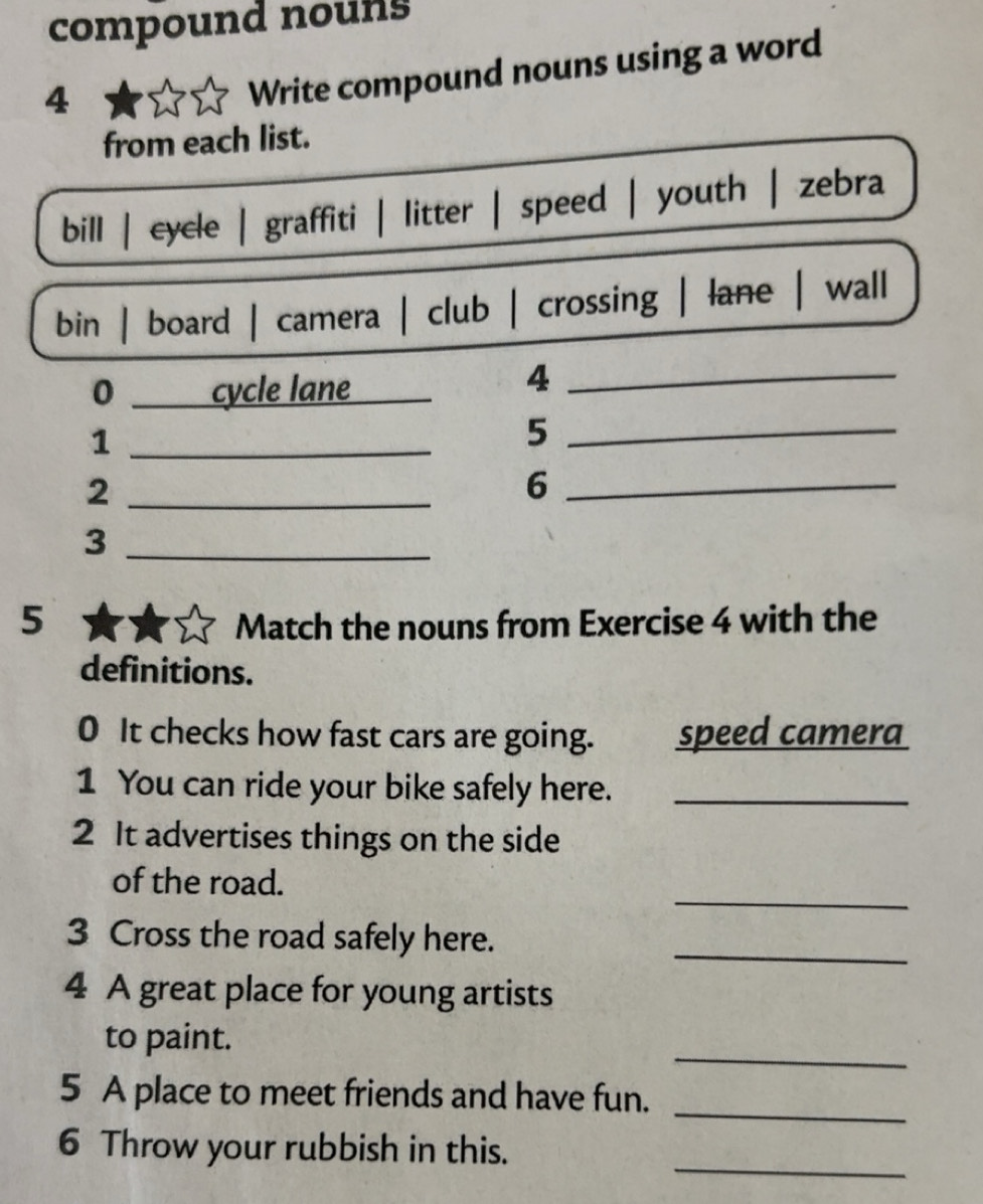 Résolu :compound nouns 4 Write compound nouns using a word from each ...