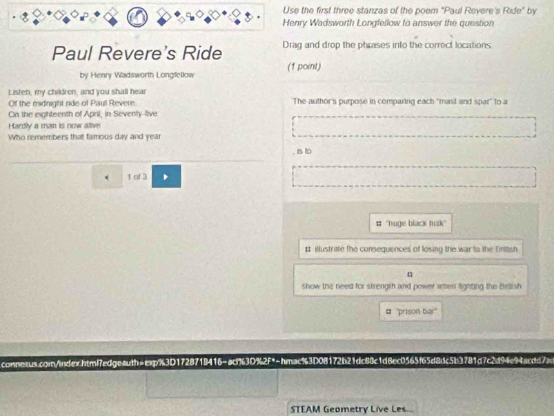 Solved: Use the first three stanzas of the poem "Paul Revere's Ride" by ...