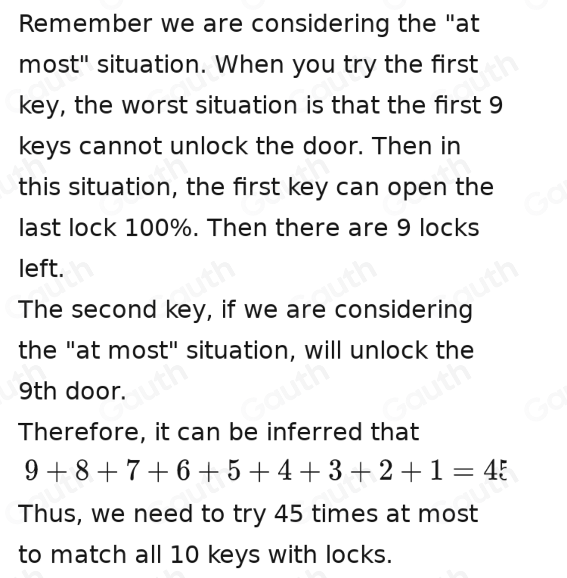Solved: There are 10 different locks on 10 doors, and the 10 keys to ...