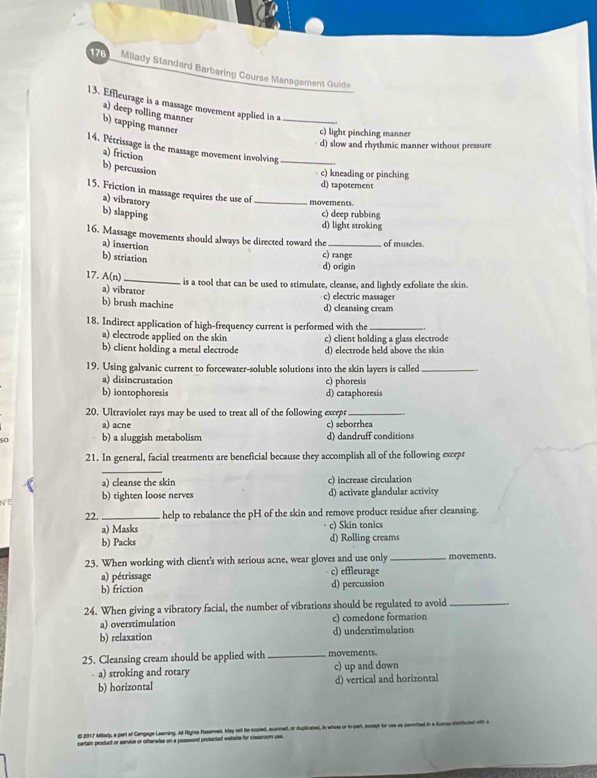 Solved: 176 Milady Standard Barbering Course Management Guide 13 ...