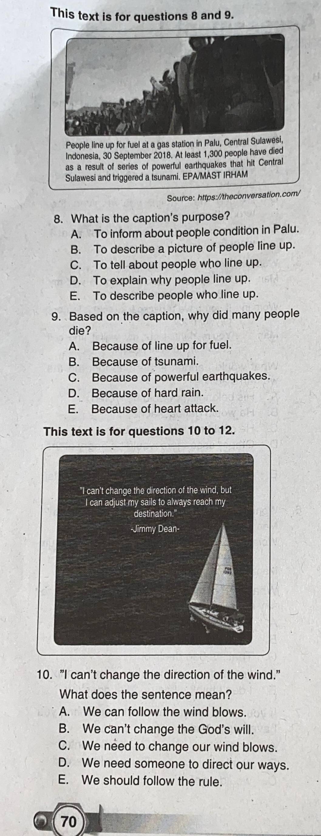 Telah dijawab:This text is for questions 8 and 9. People line up for ...