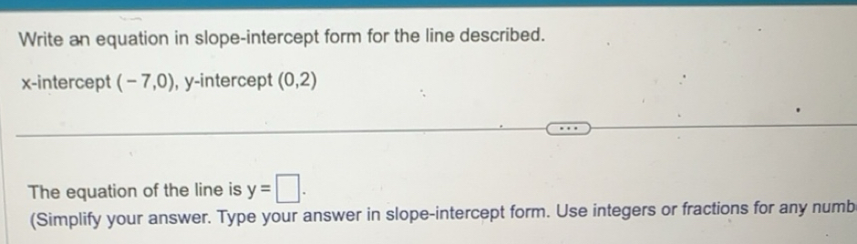 Solved: Write an equation in slope-intercept form for the line ...