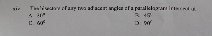 Solved: The bisectors of any two adjacent angles of a parallelogram ...