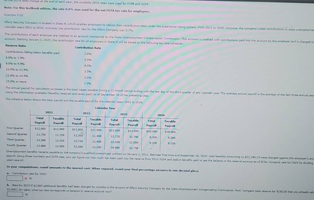 Solved: te SUTA rates change at the end of each year, the available ...