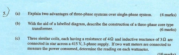 Solved: Explain two advantages of three-phase systems over single-phase ...