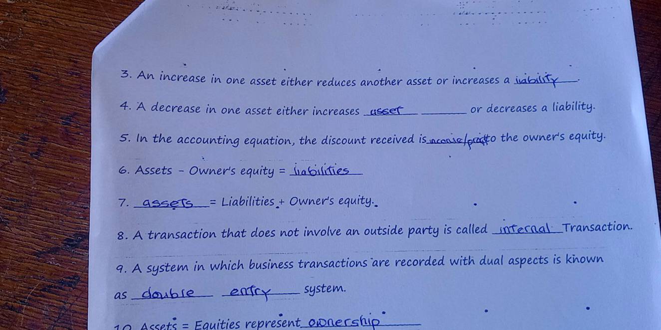 Solved: An increase in one asset either reduces another asset or ...