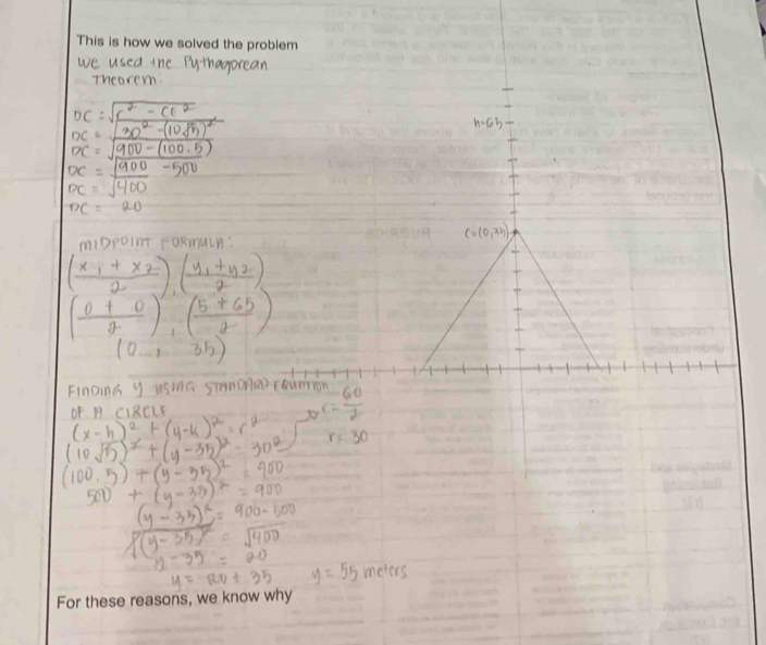 Solved: we used the Pythagorea Theore: DC=sqrt(_ r^2-CE^2) DC=sqrt(30^2 ...