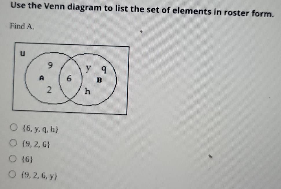 Solved: Use the Venn diagram to list the set of elements in roster form ...