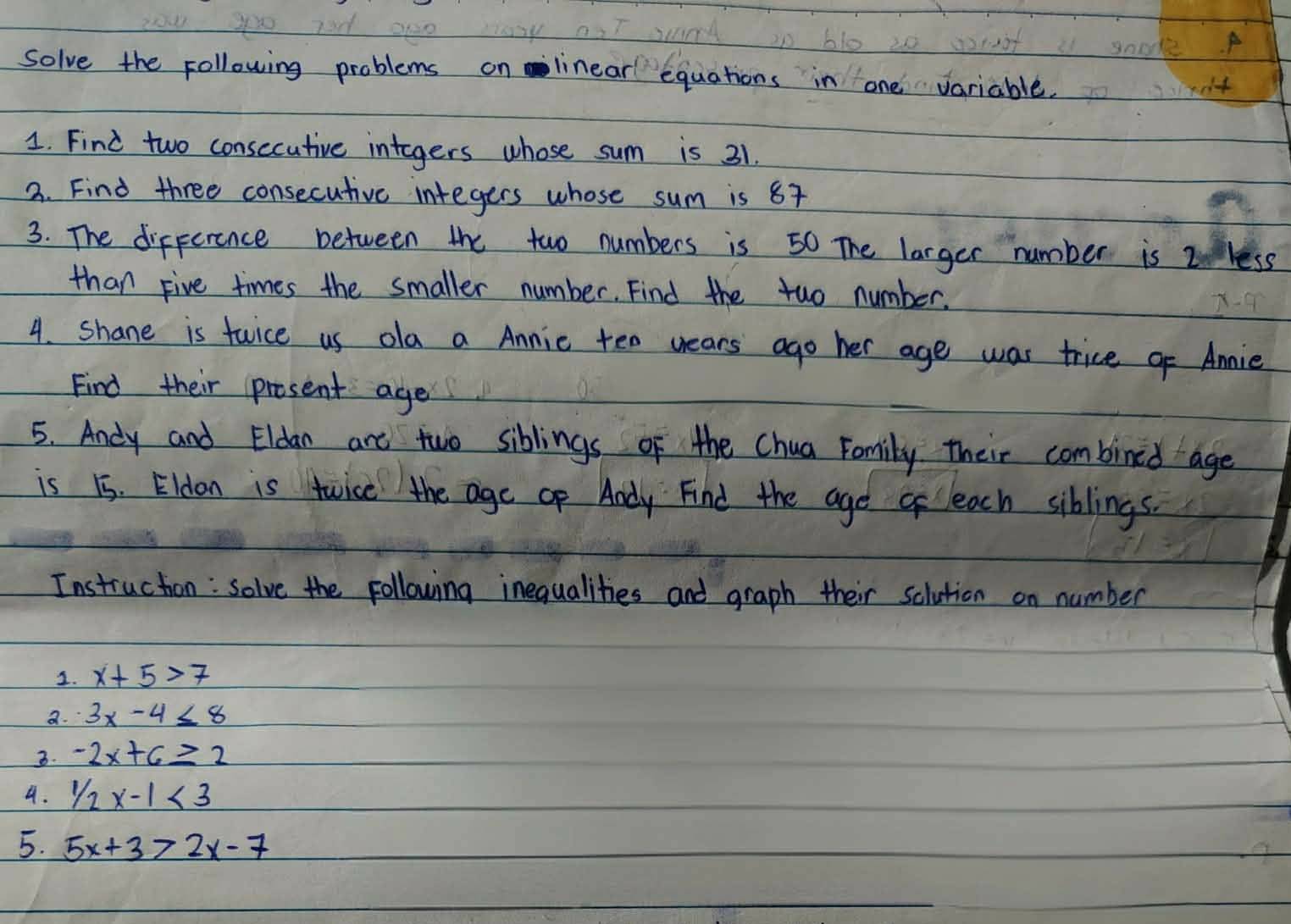 Solved: solve the following problems on linearl equations in one ...
