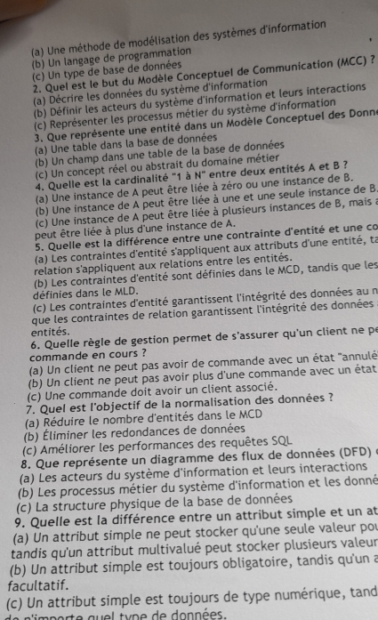 Solved: (a) Une méthode de modélisation des systèmes d'information (b ...