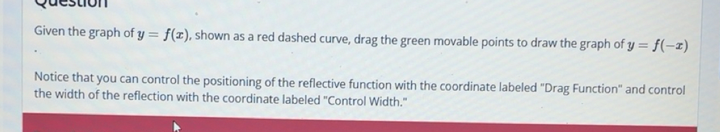 Solved: Question Given the graph of y=f(x) , shown as a red dashed curve, drag the green movable ...