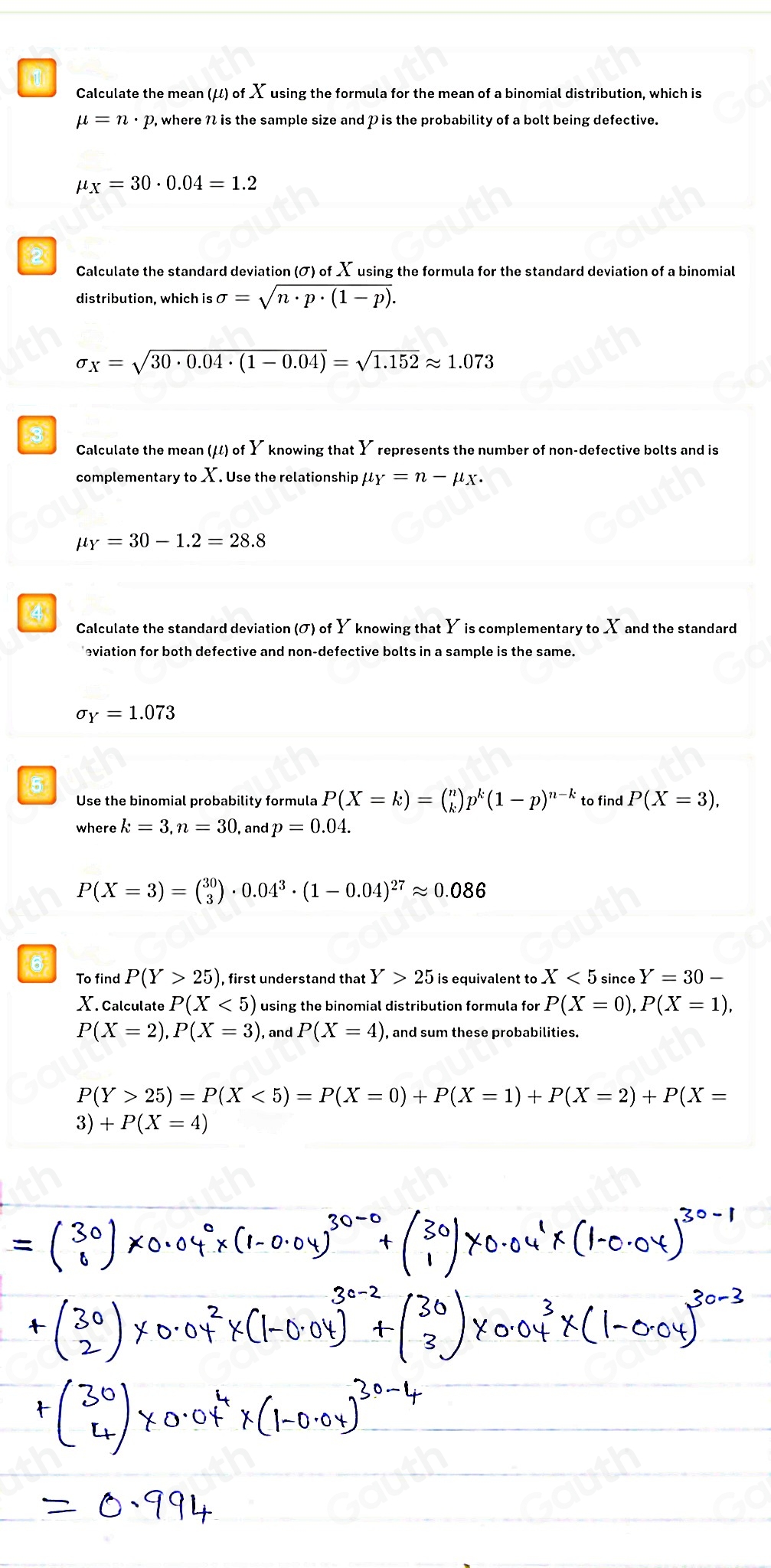 Solved: Bolts produced by a machine vary in quality. The probability ...