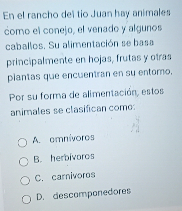 Resuelto:En el rancho del tío Juan hay animales como el conejo, el ...