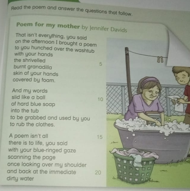 Solved: Read the poem and answer the questions that follow. Poem for my ...