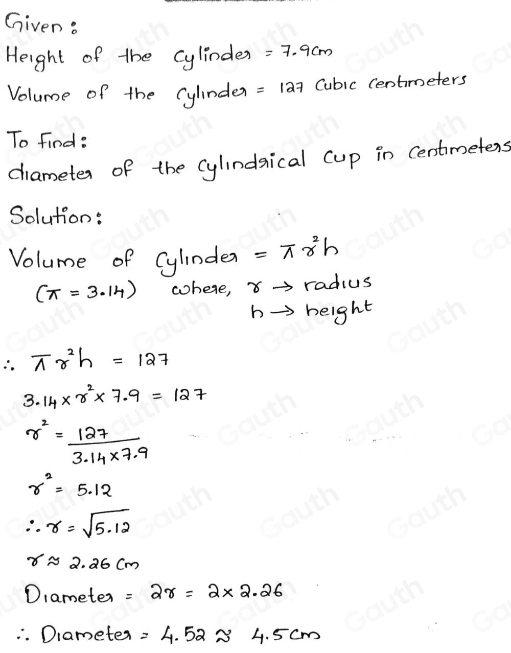 Solved: Angel decides to estimate the volume of a coffee cup by ...