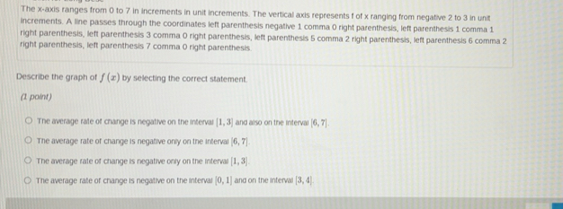 Solved: The x-axis ranges from 0 to 7 in increments in unit increments ...