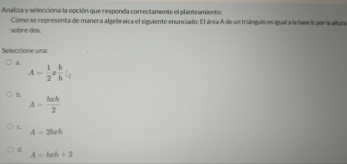 Resuelto:Analiza y selecciona la opción que responda correctamente el ...