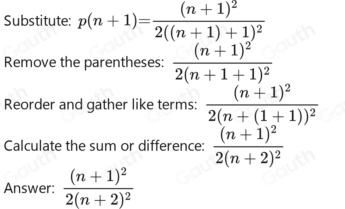 Telah dijawab:Diketanui rumus p(n)=frac n^22(n+1)^2 mana nilai p(n+1 ...