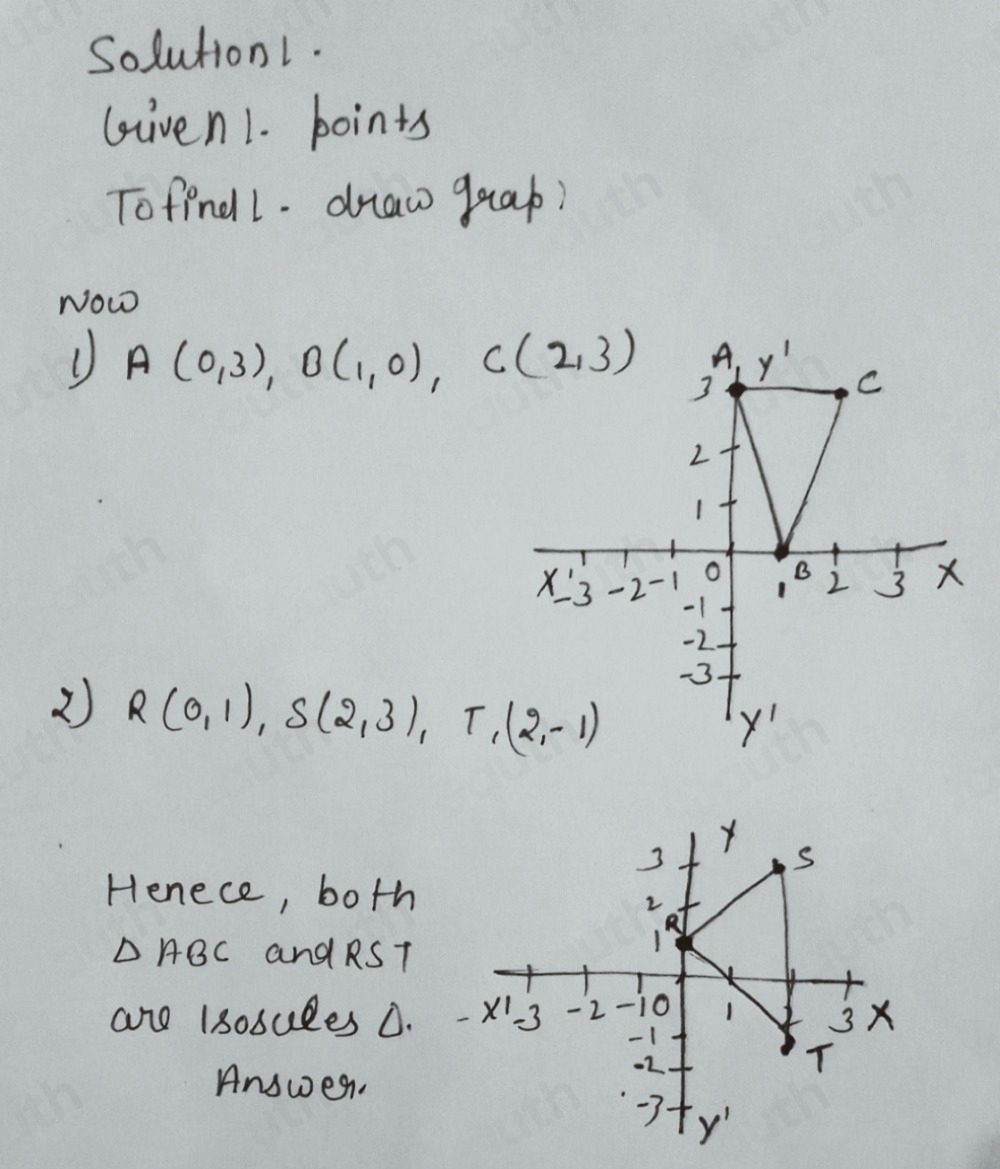 Solved: Plot the following points in the cartesian coordinate plane and ...