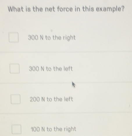 Solved: What is the net force in this example? 300 N to the right 300 N ...