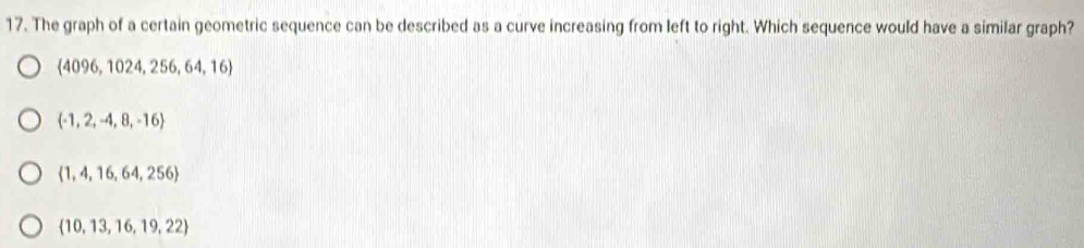 Solved: The graph of a certain geometric sequence can be described as a ...