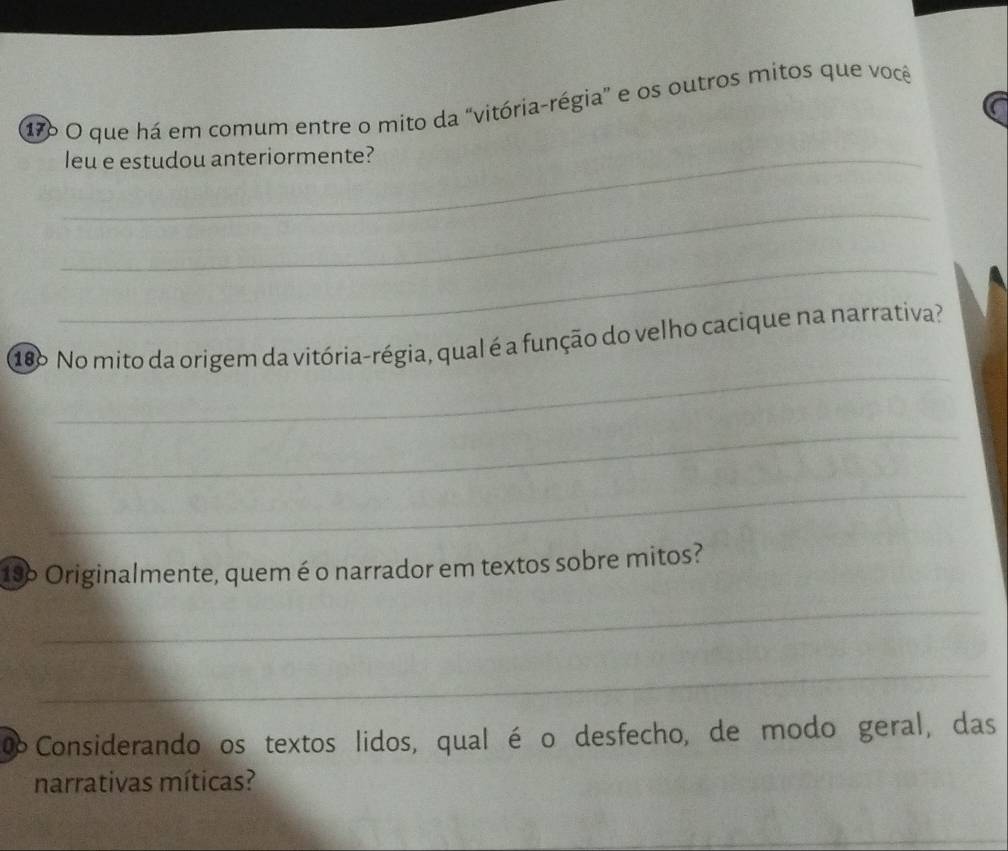 Resolvido:17º O que há em comum entre o mito da “vitória-régia" e os ...