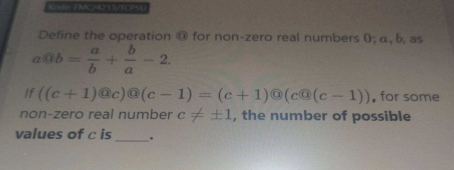 Telah dijawab:Kode: EMC/4213/TCP5U Define the operation @ for non-zero ...