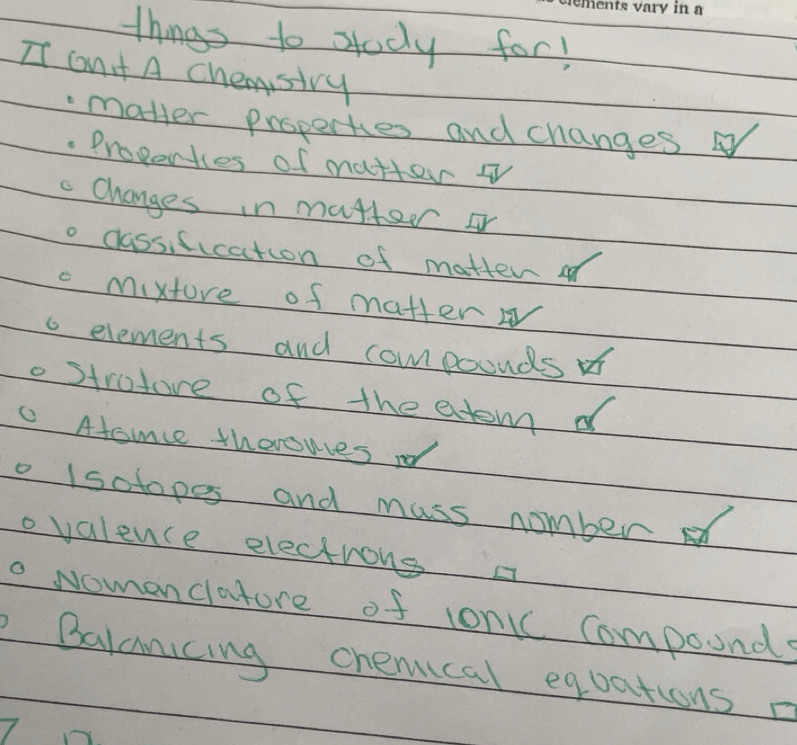 Solved: things to stody for! II cnt A chemistry .matter properties and ...