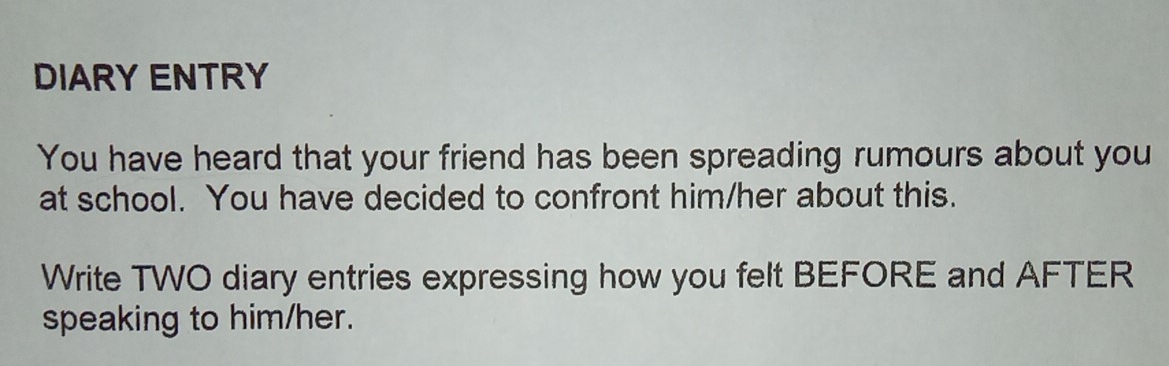 Solved: DIARY ENTRY You have heard that your friend has been spreading ...