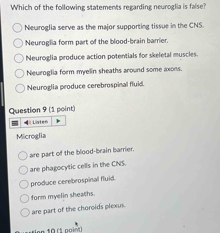 Solved: Which of the following statements regarding neuroglia is false ...