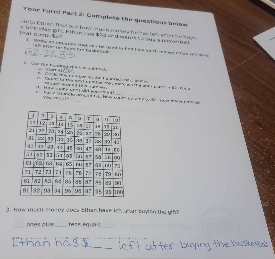 Solved: Your Turn! Part 2: Complete the questions below Help Ethan find ...